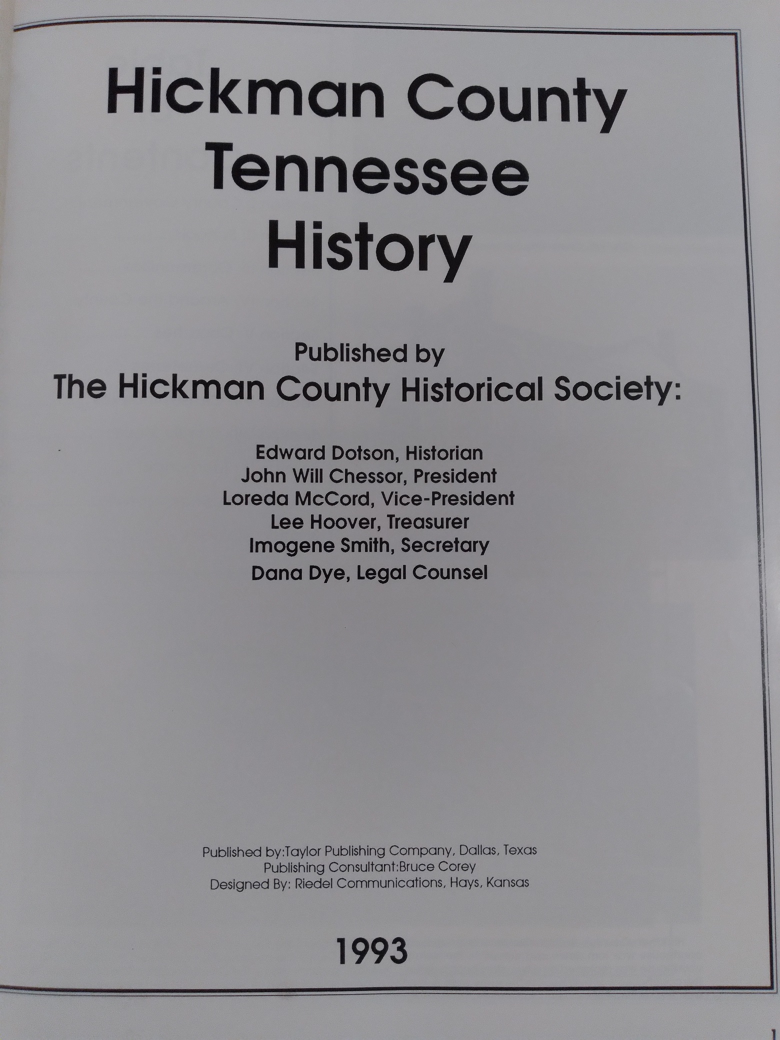 Hickman County, Tennessee, 1807-1993